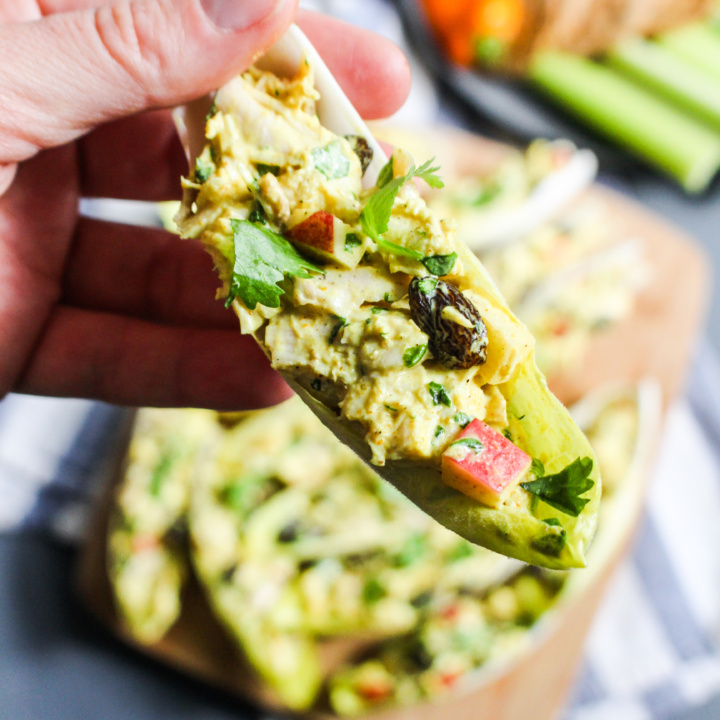 Curry Chicken Salad Endive Boats (Whole30) | Frugal Nutrition