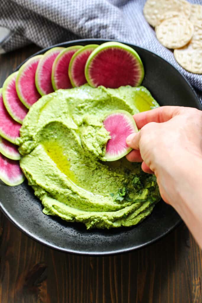 Homemade Green Hummus with Jalapeño, Spinach, and Herbs | Frugal Nutrition